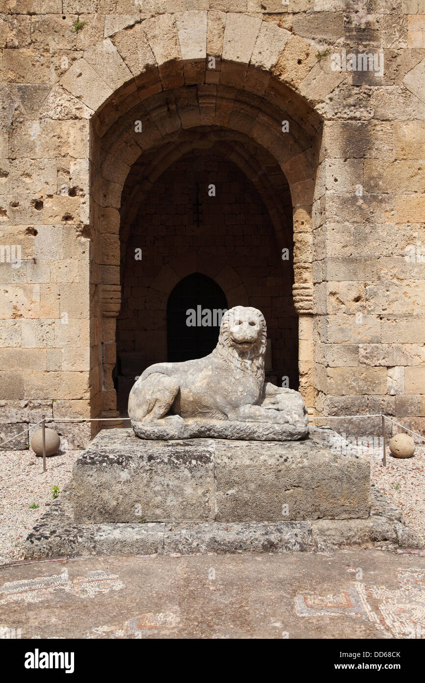 Lion statue in the Archaeological Museum of Rhodes, in the Hospital of ...