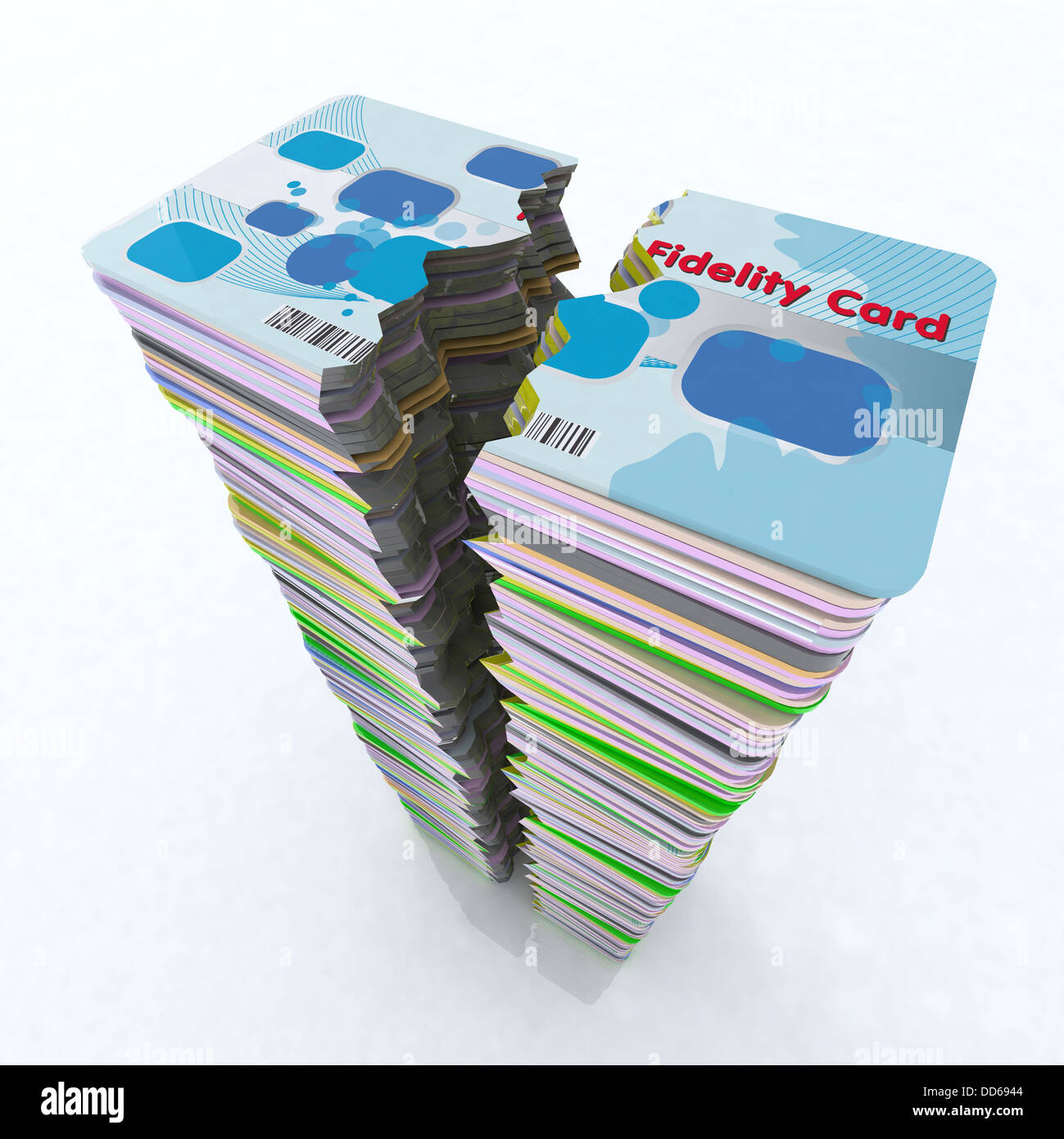 stack of colored fidelity card broken, 3d illustration Stock Photo - Alamy