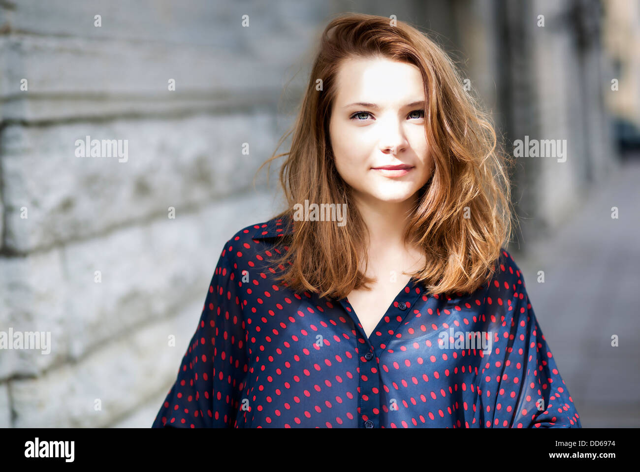 Zoomed young woman face with soft eyes look Stock Photo - Alamy