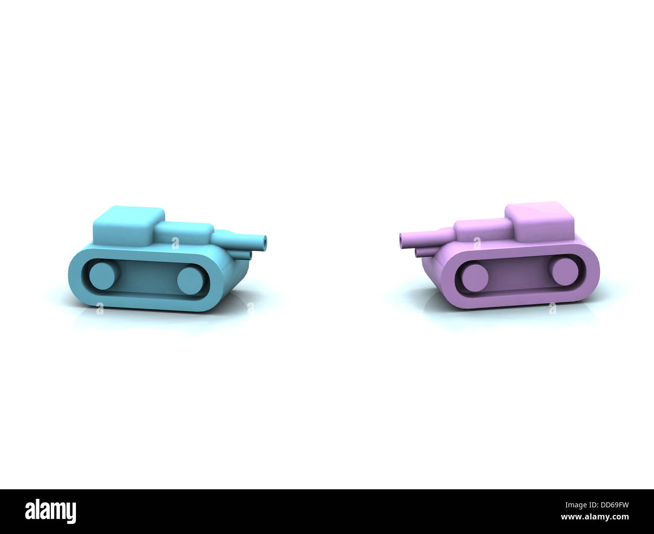 two plastic toy tank, concept couple conflict, 3d illustration Stock ...