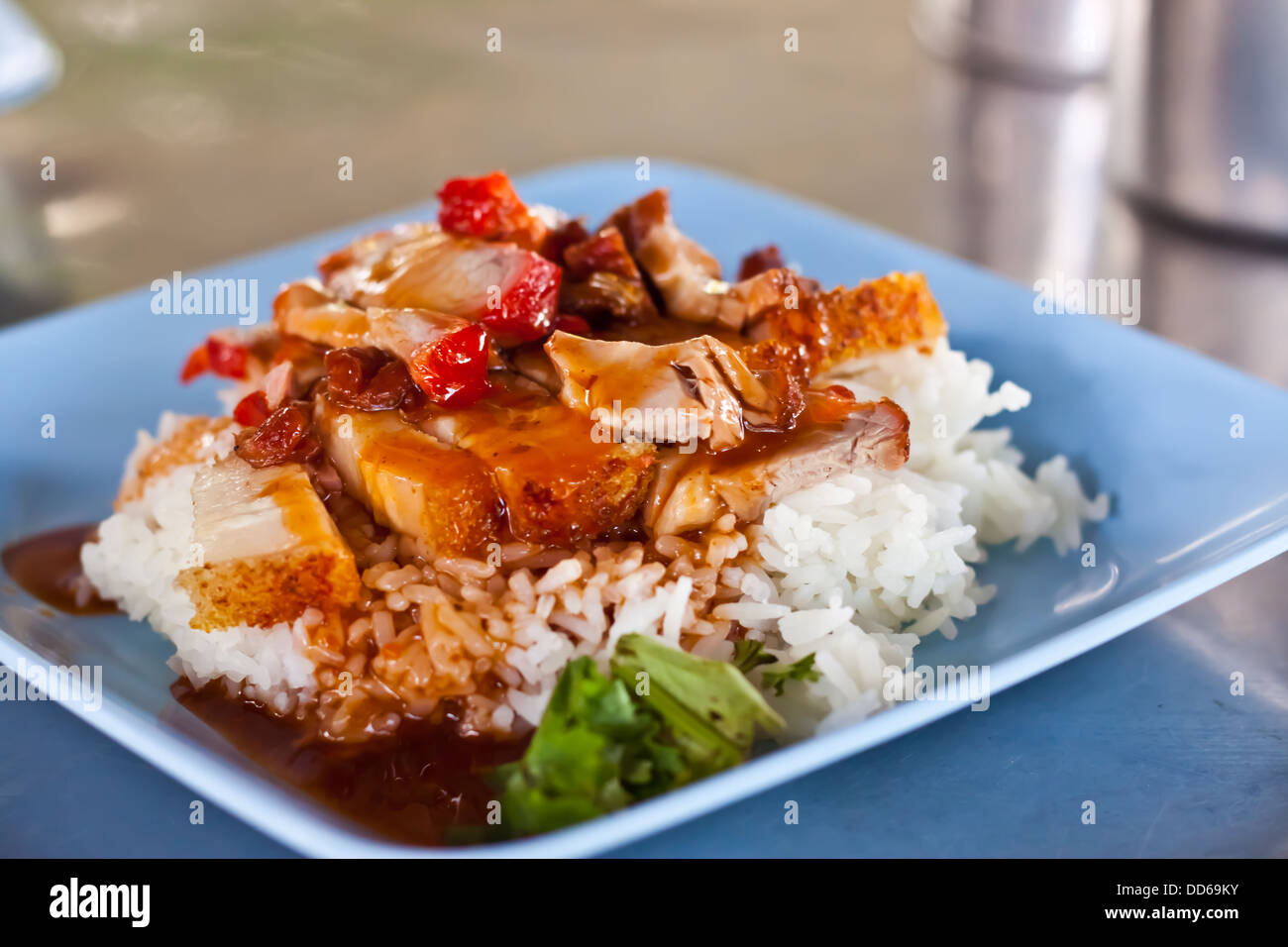 Rice with roasted pork Stock Photo - Alamy