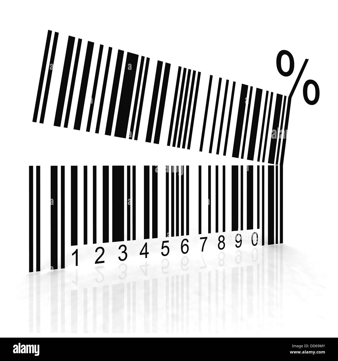 bar code as an open mouth with teeth of a dog, percent become eyes ...