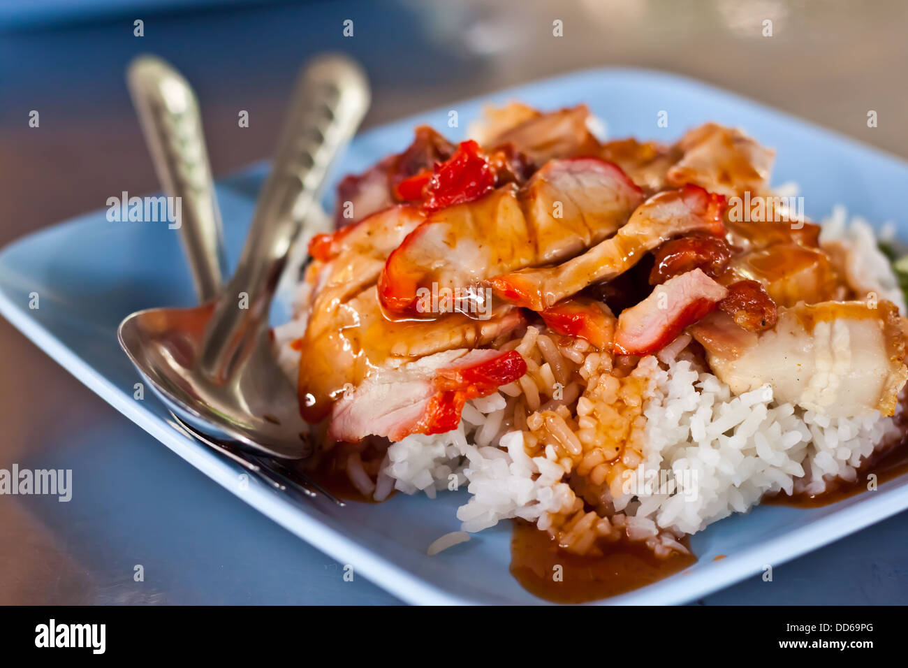Rice with roasted pork Stock Photo - Alamy