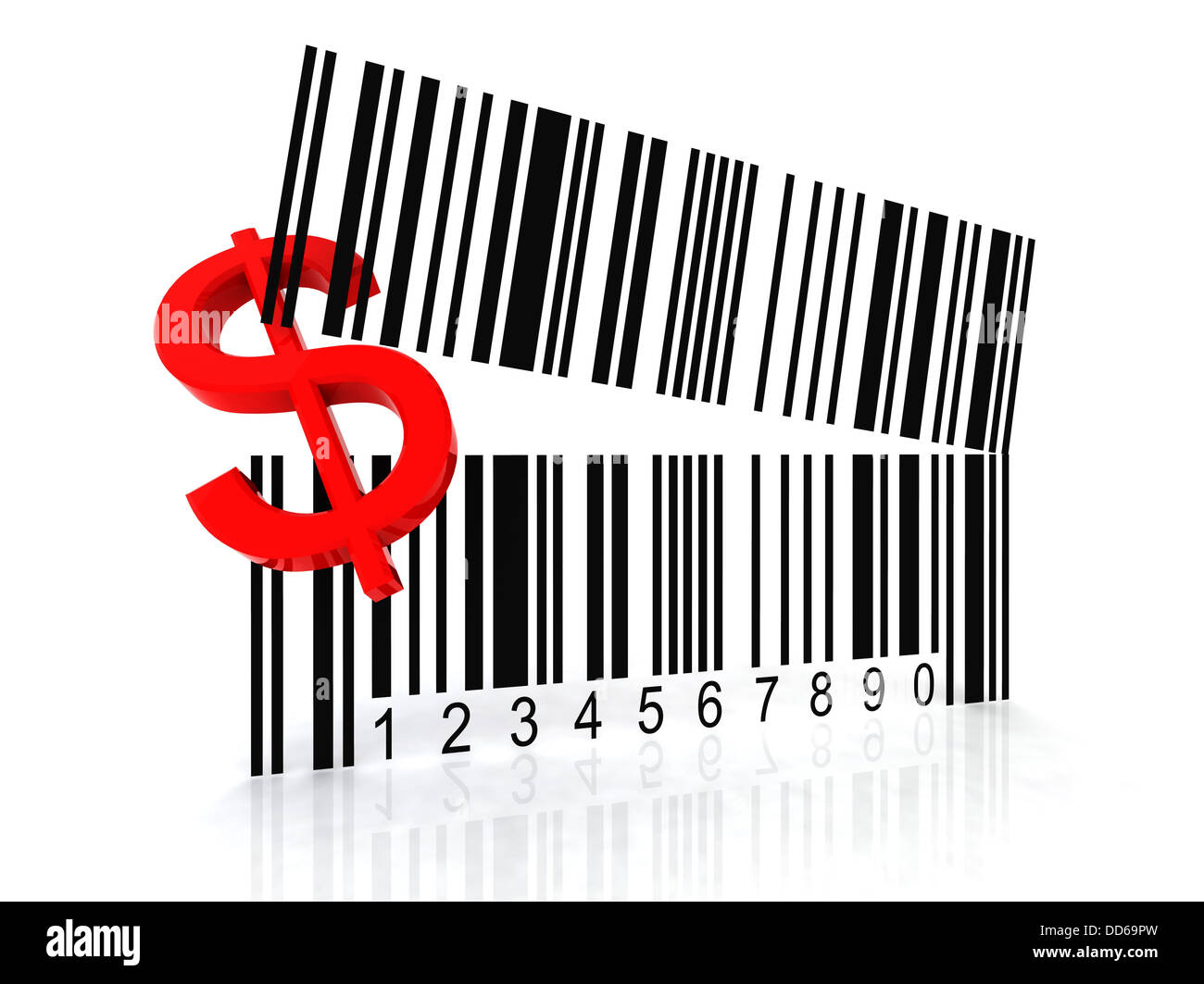 bar code as an open mouth with Dollar symbol Stock Photo - Alamy