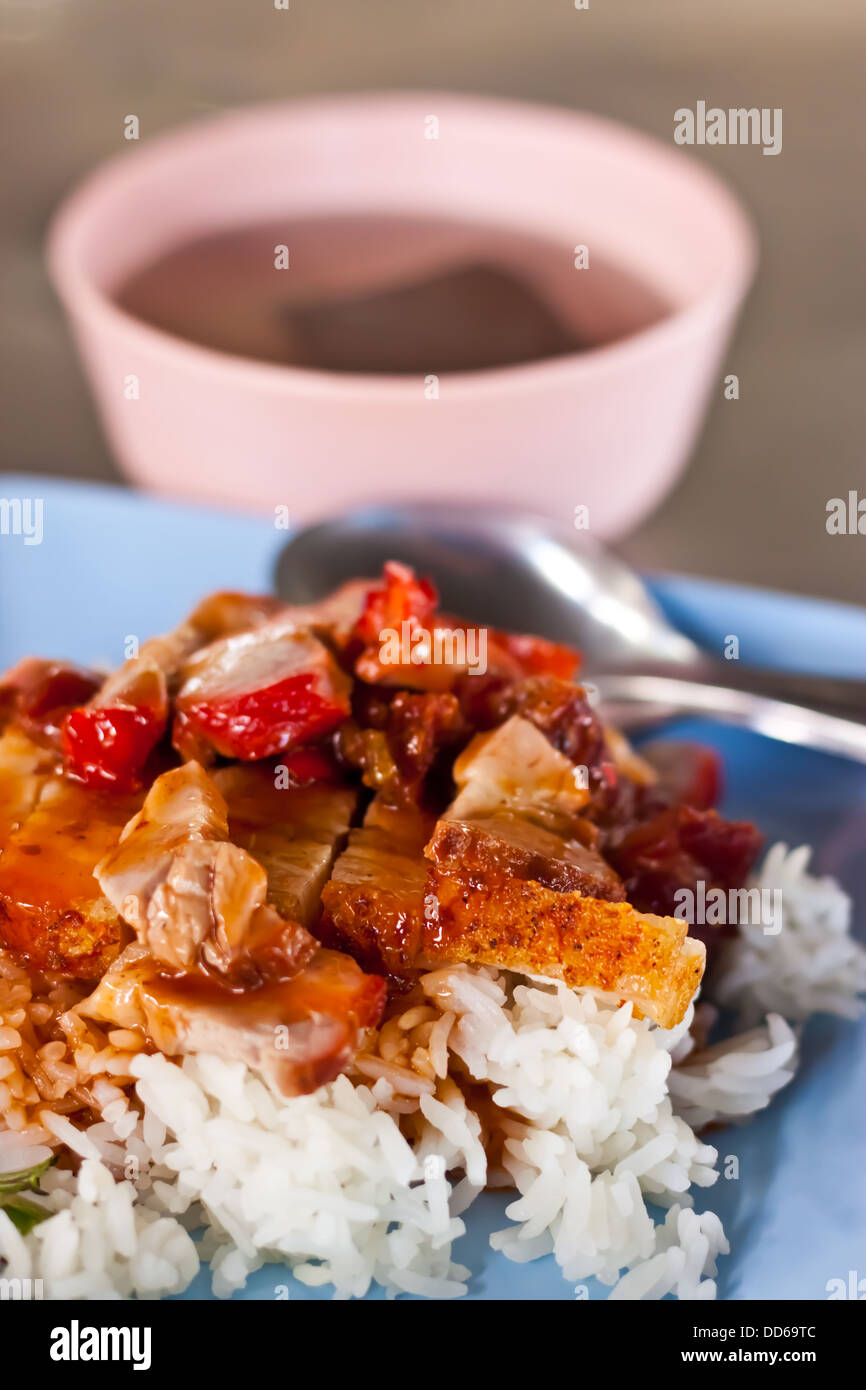 Rice with roasted pork Stock Photo - Alamy