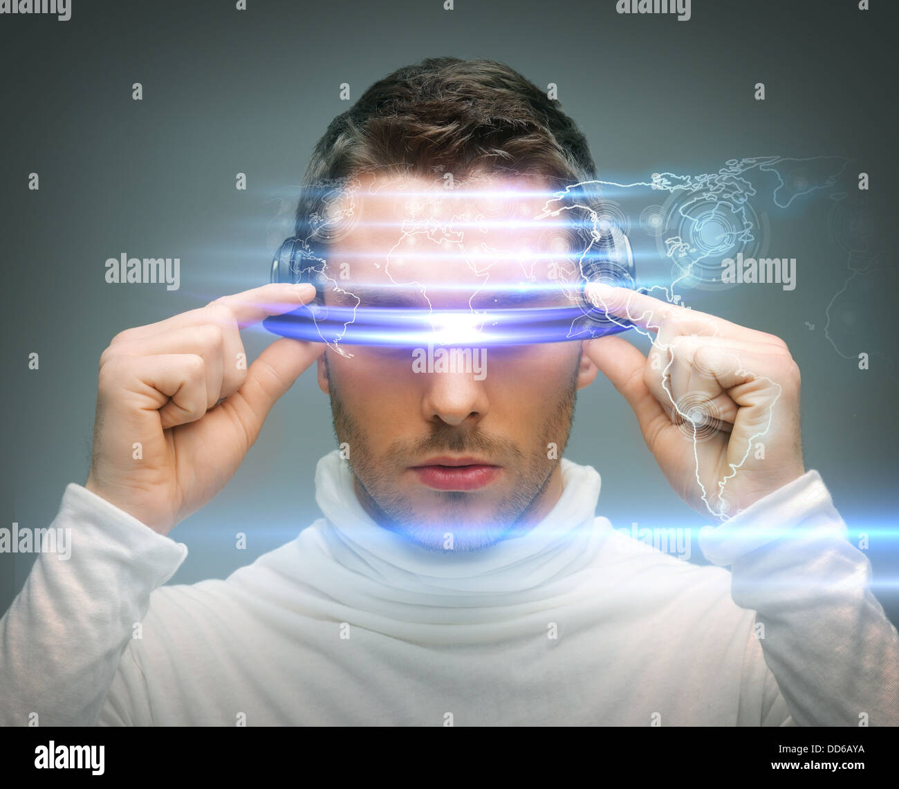 man with digital glasses Stock Photo - Alamy