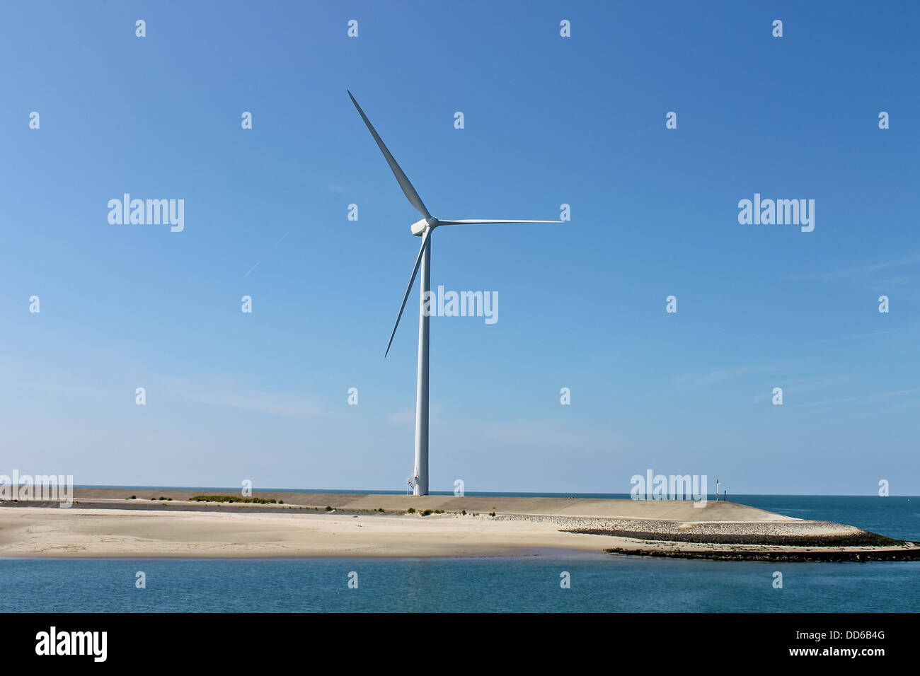 Dutch landscape. Wind turbines on the lake Stock Photo - Alamy