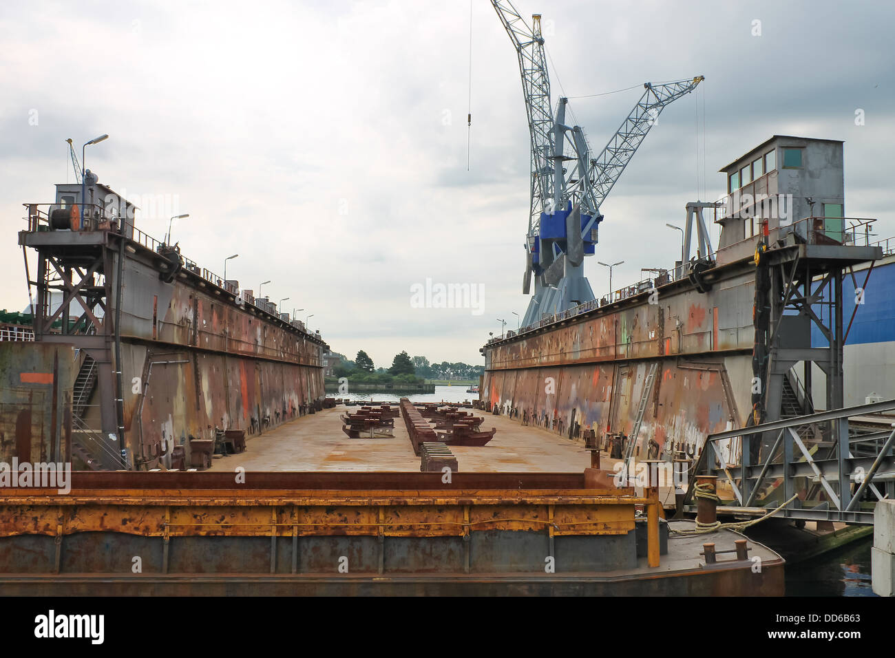 Empty dry dock at the shipyard, the Netherlands Stock Photo - Alamy