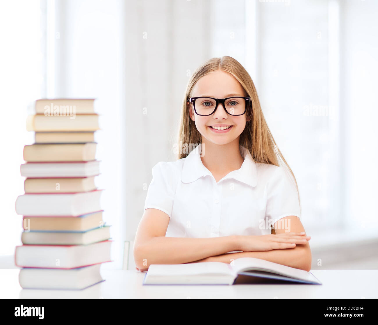 student girl studying at school Stock Photo - Alamy