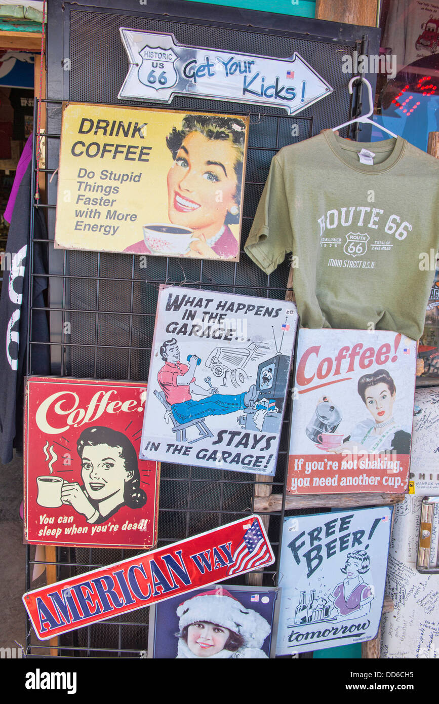 funny signs along historic Route 66, Seligman, Arizona Stock Photo - Alamy