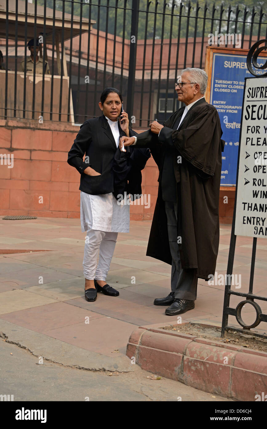 Two Indian barristers at the main entrance to the Supreme Court of ...