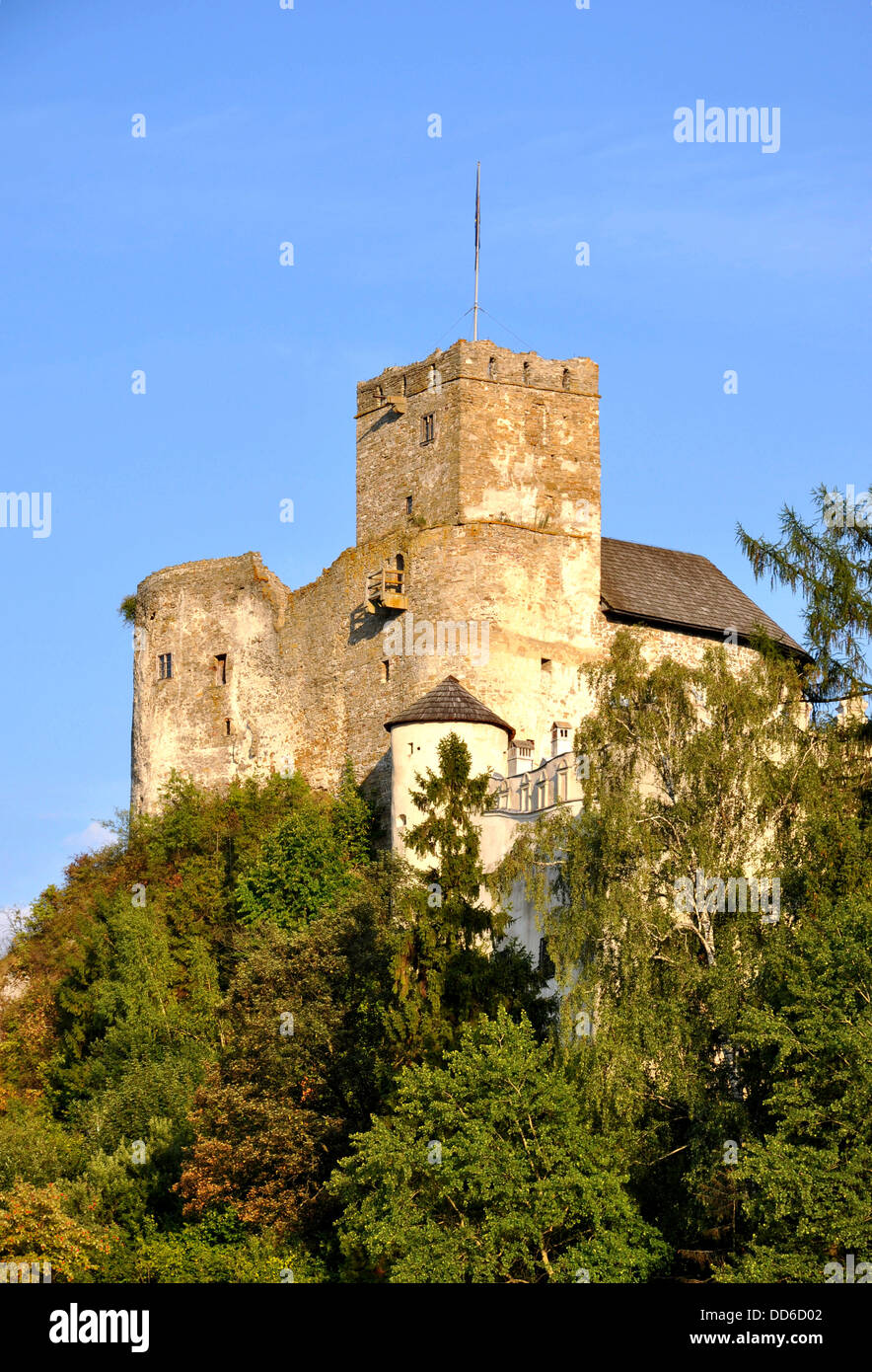 Medieval castle in Niedzica, Poland, upper part, built in 14th century ...