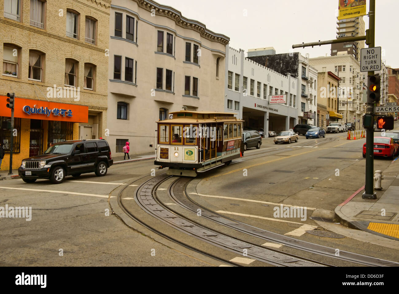 Cable car making its run in San Francisco, California Stock Photo - Alamy