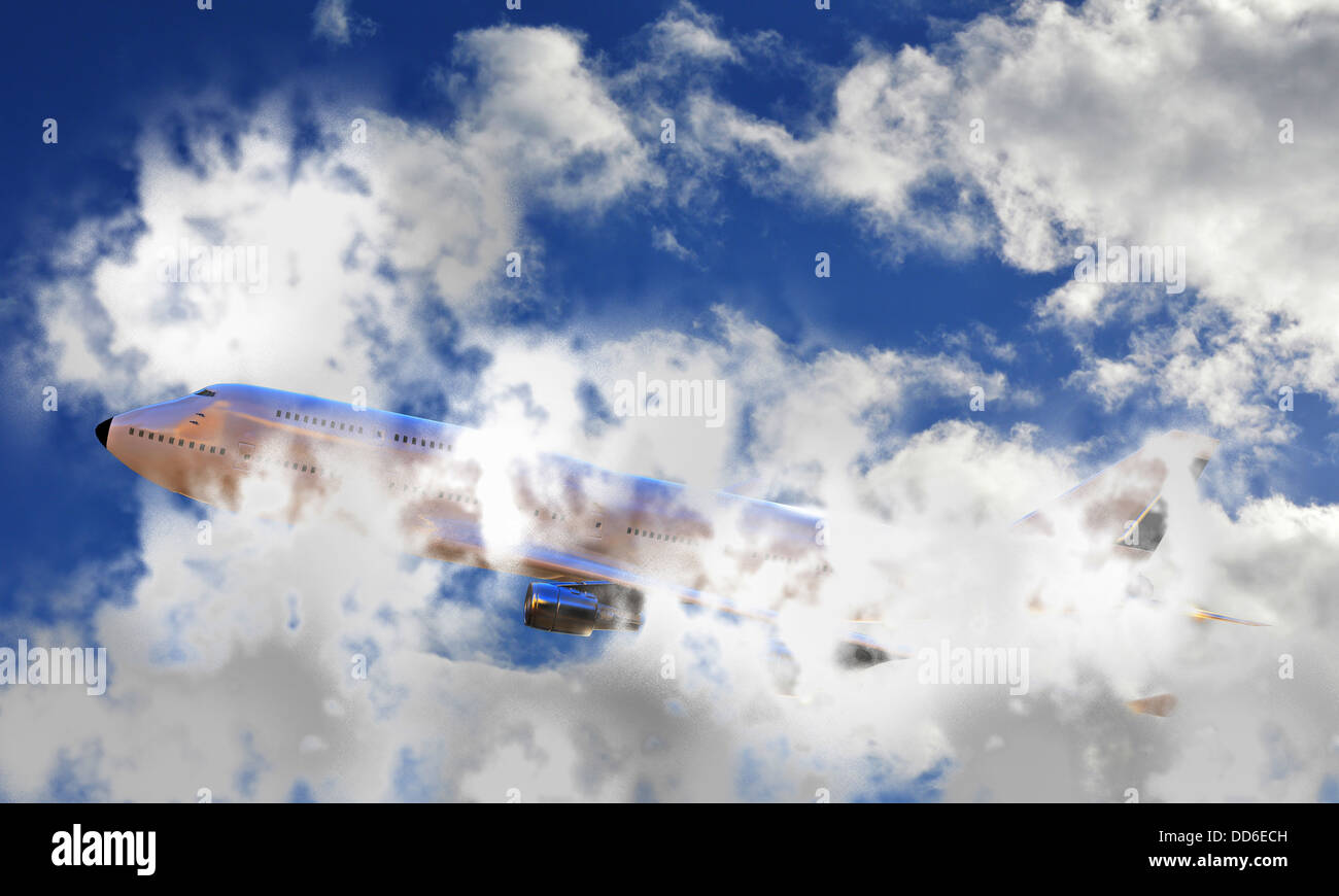 airplane flying in the cloud Stock Photo - Alamy