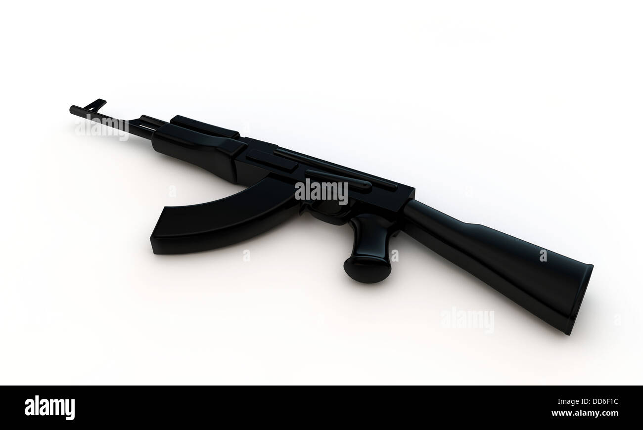 black rifle isolated on white background Stock Photo - Alamy