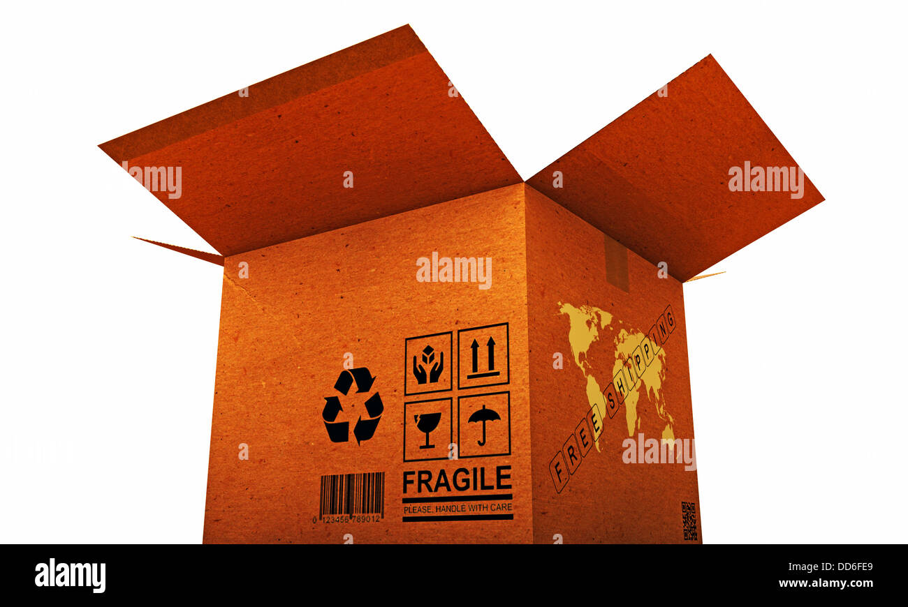 cardboard box open isolated on white background Stock Photo - Alamy