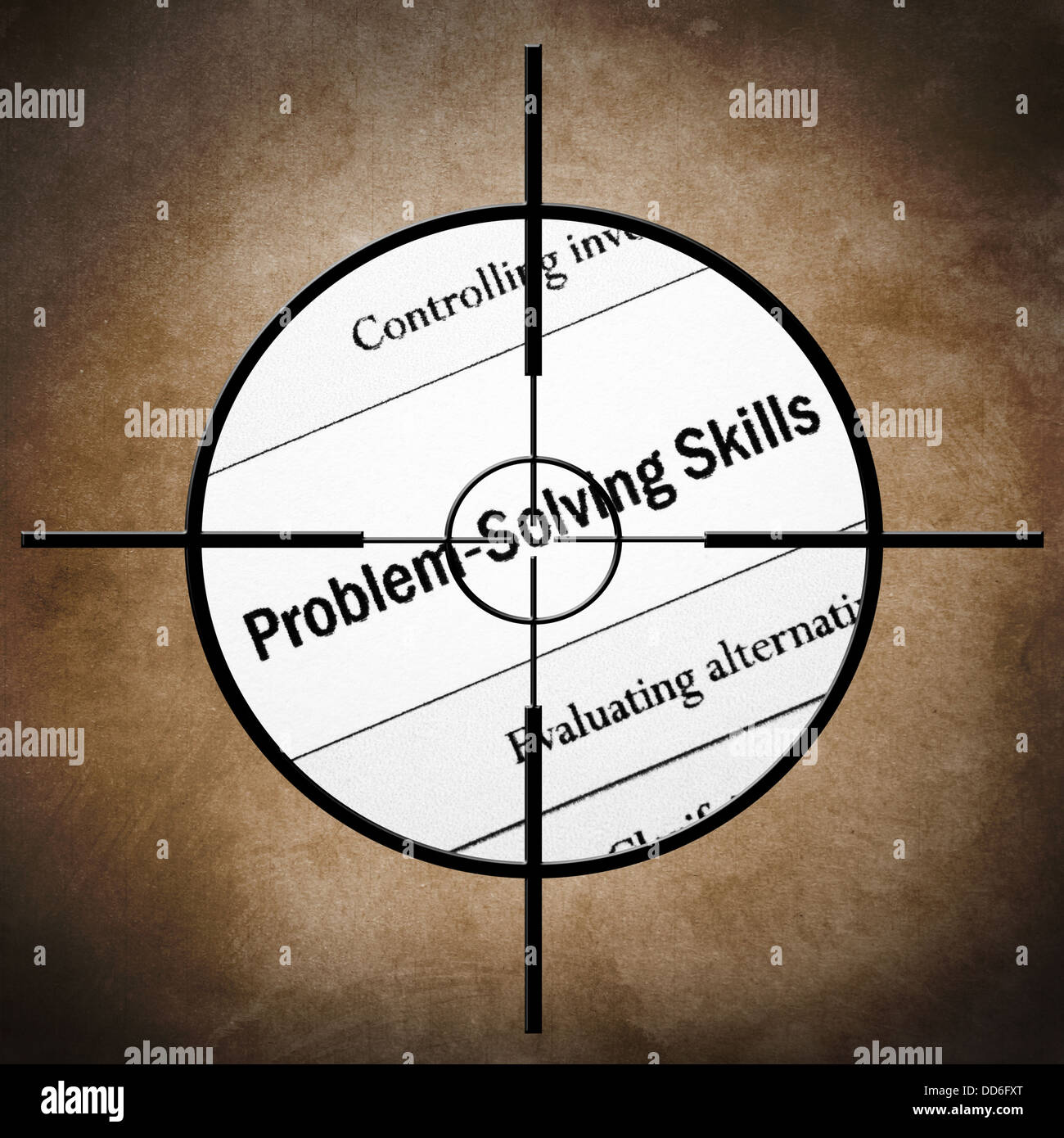 Problem solving skills text in target Stock Photo - Alamy