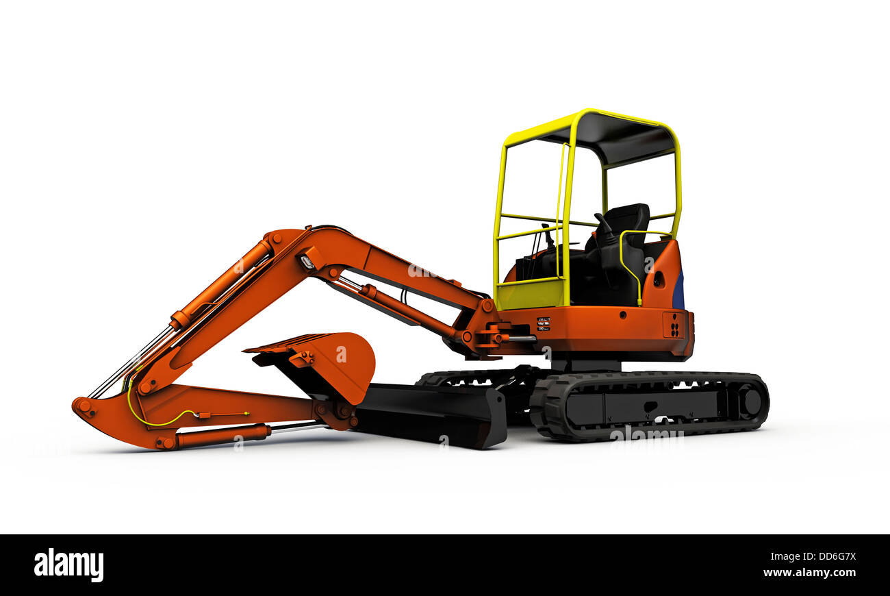 excavator isolated on white background Stock Photo - Alamy