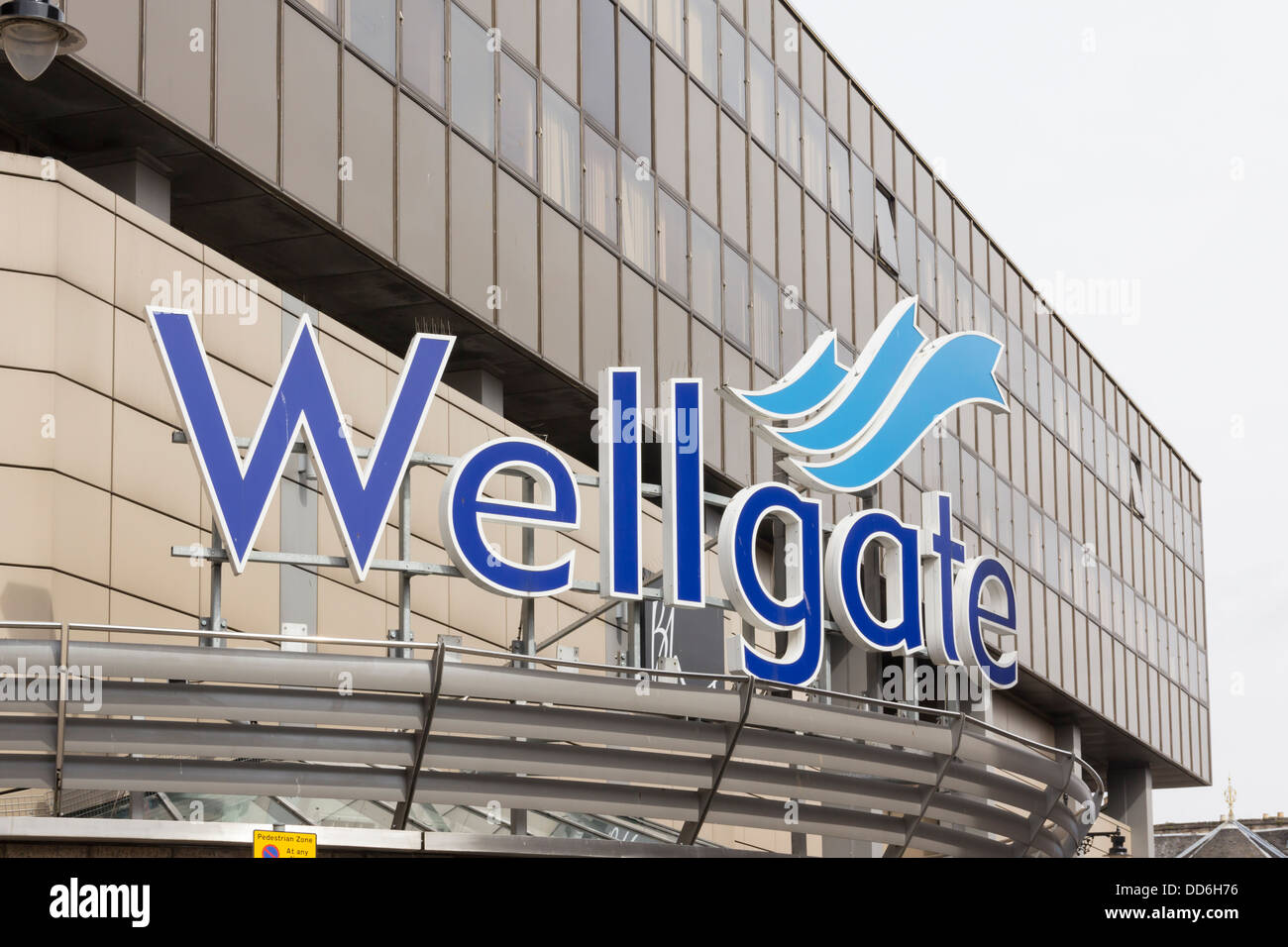 Sign over the entrance to the Wellgate Centre, a town-centre three ...