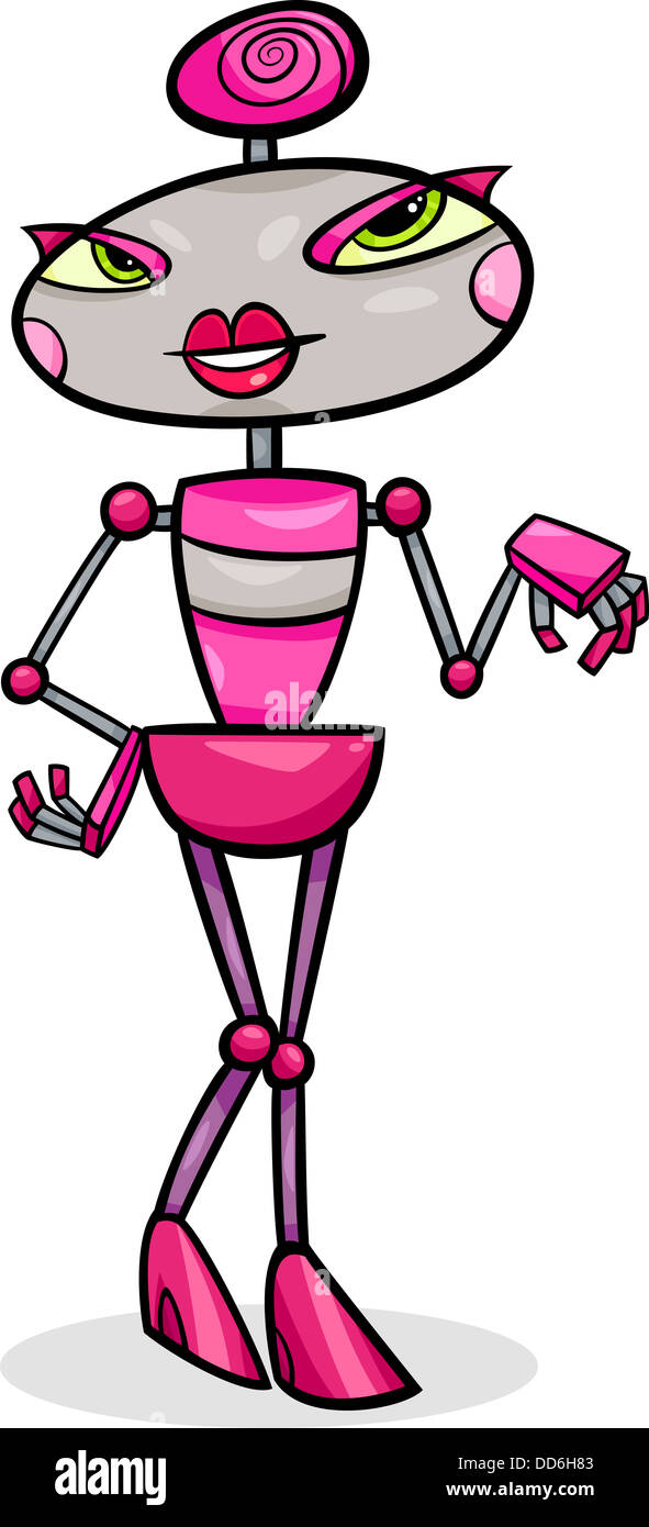 Cartoon Illustration of Cute Female Robot or Droid Stock Photo - Alamy