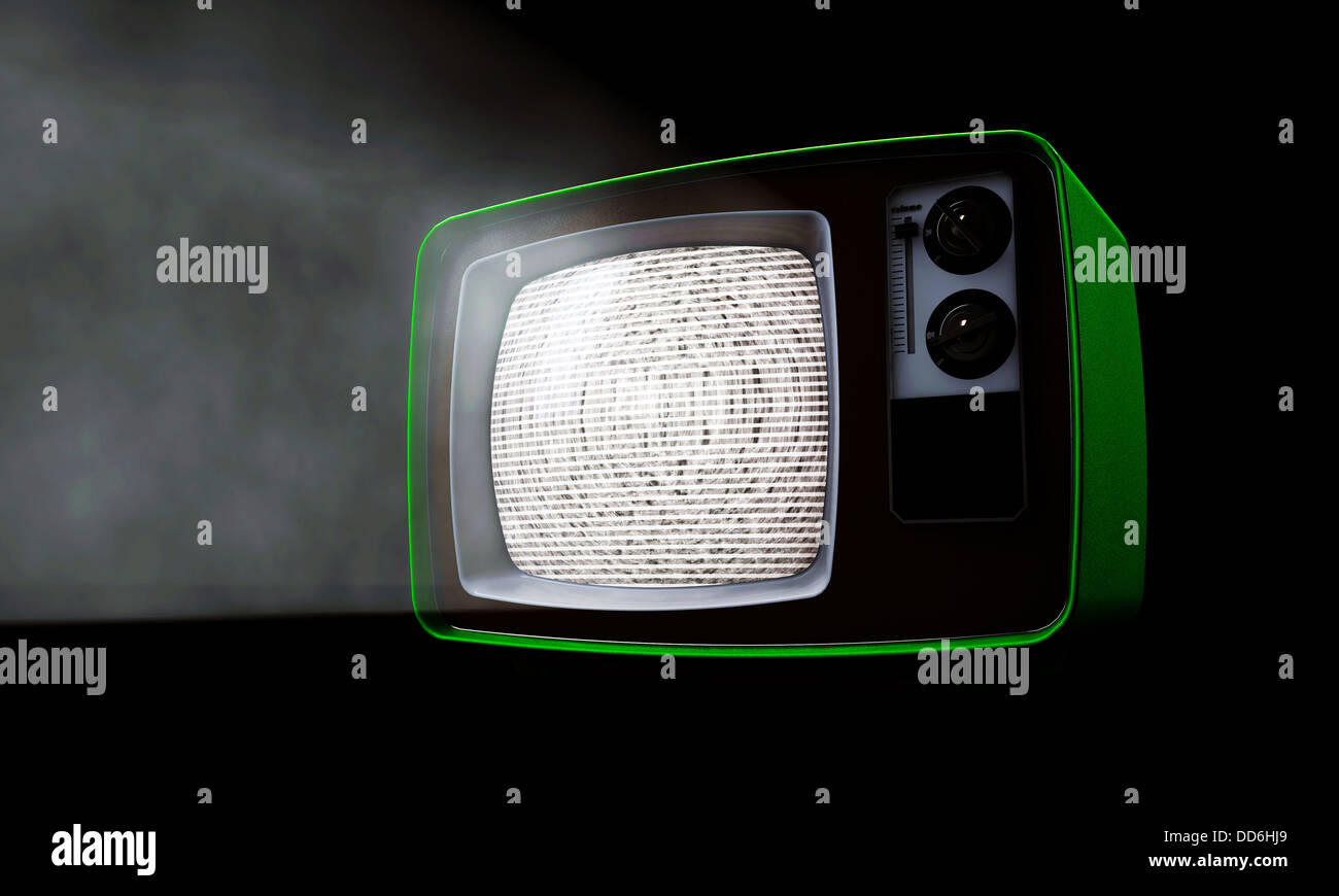 old haunted tv isolated on black background Stock Photo - Alamy