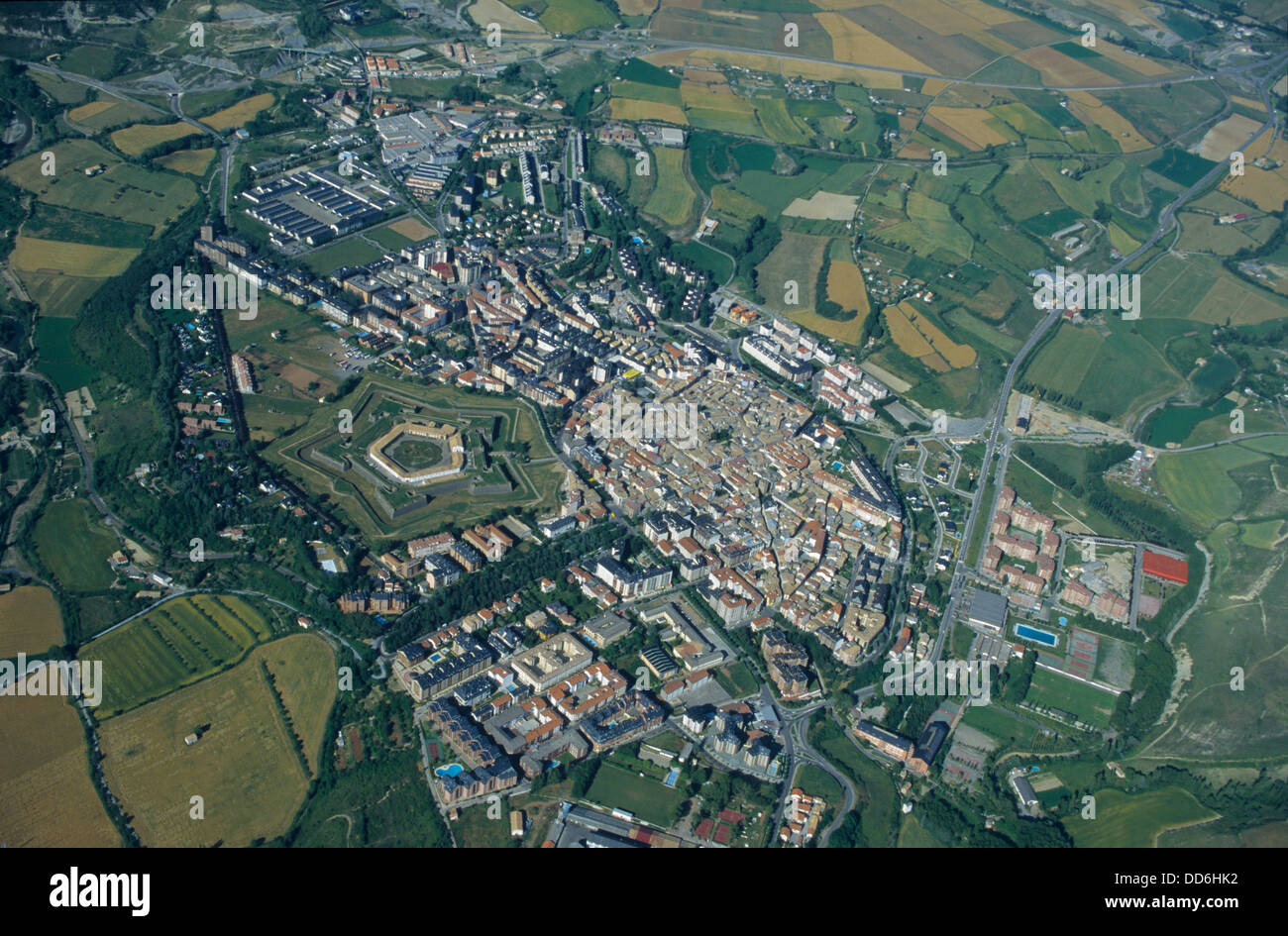 Aerial view of Jaca town, Huesca province, Aragon, Spain Stock Photo ...