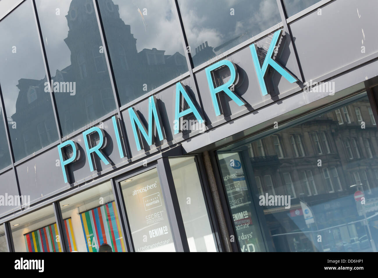Sign on the shop front of Primark clothing and fashion store on High ...
