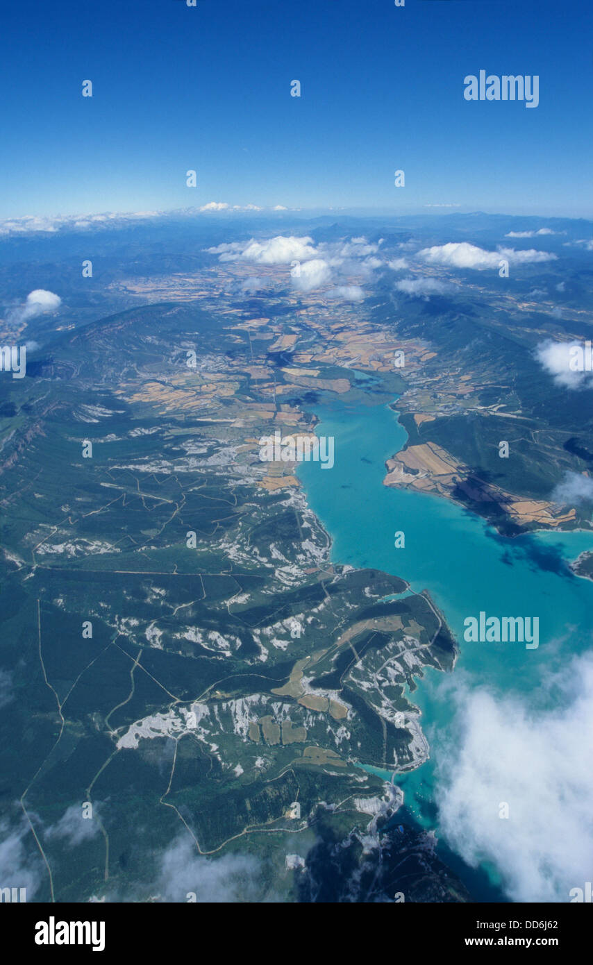Aerial view of Yesa lake (Embalse de Yesa), Aragon, Spain Stock Photo ...