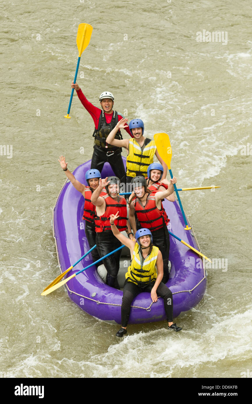 Whitewater Rafting Boat Group Of Seven People Stock Photo - Alamy