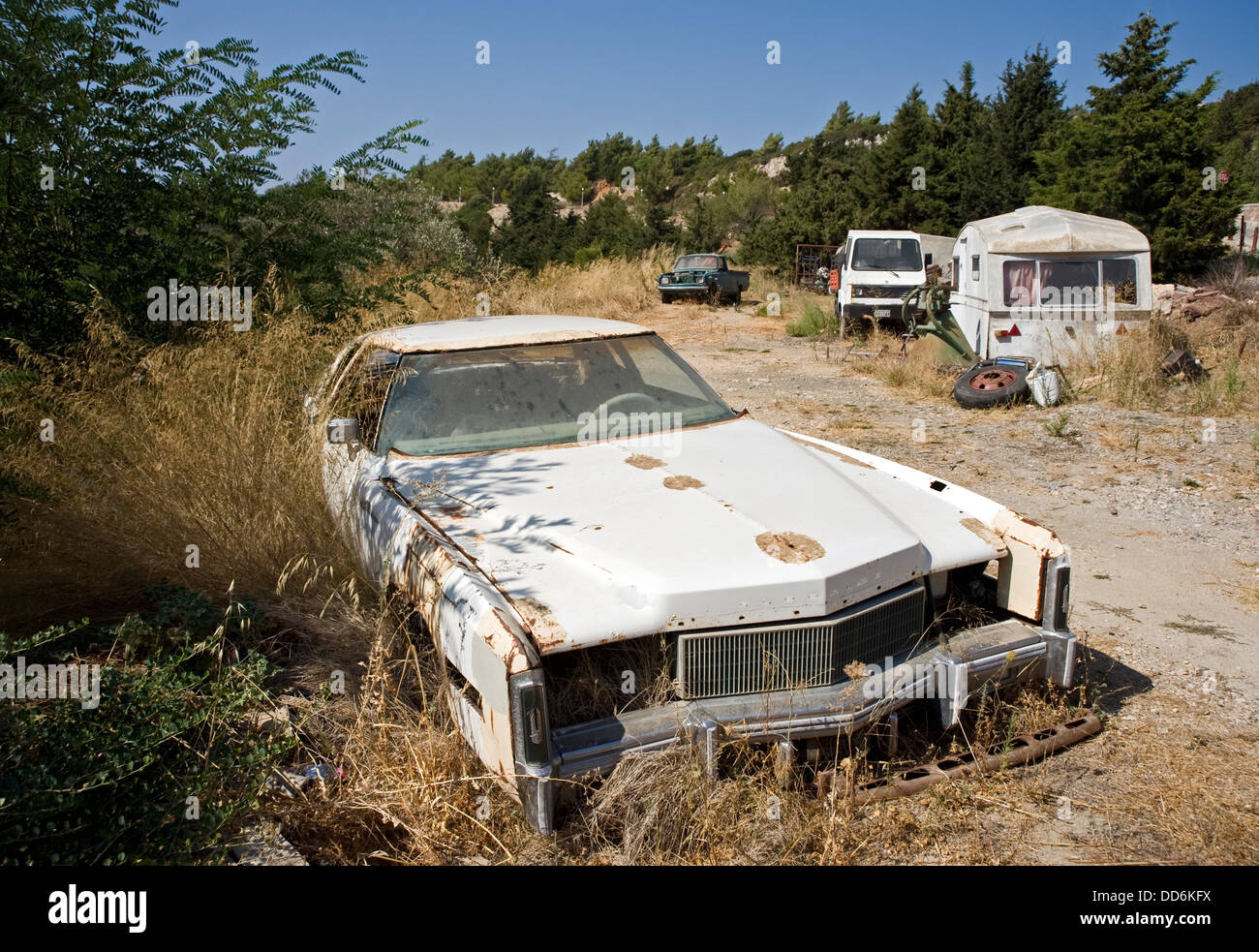 Old Cadillac Eldorado by roadside in Rhodes, Greece Stock Photo - Alamy