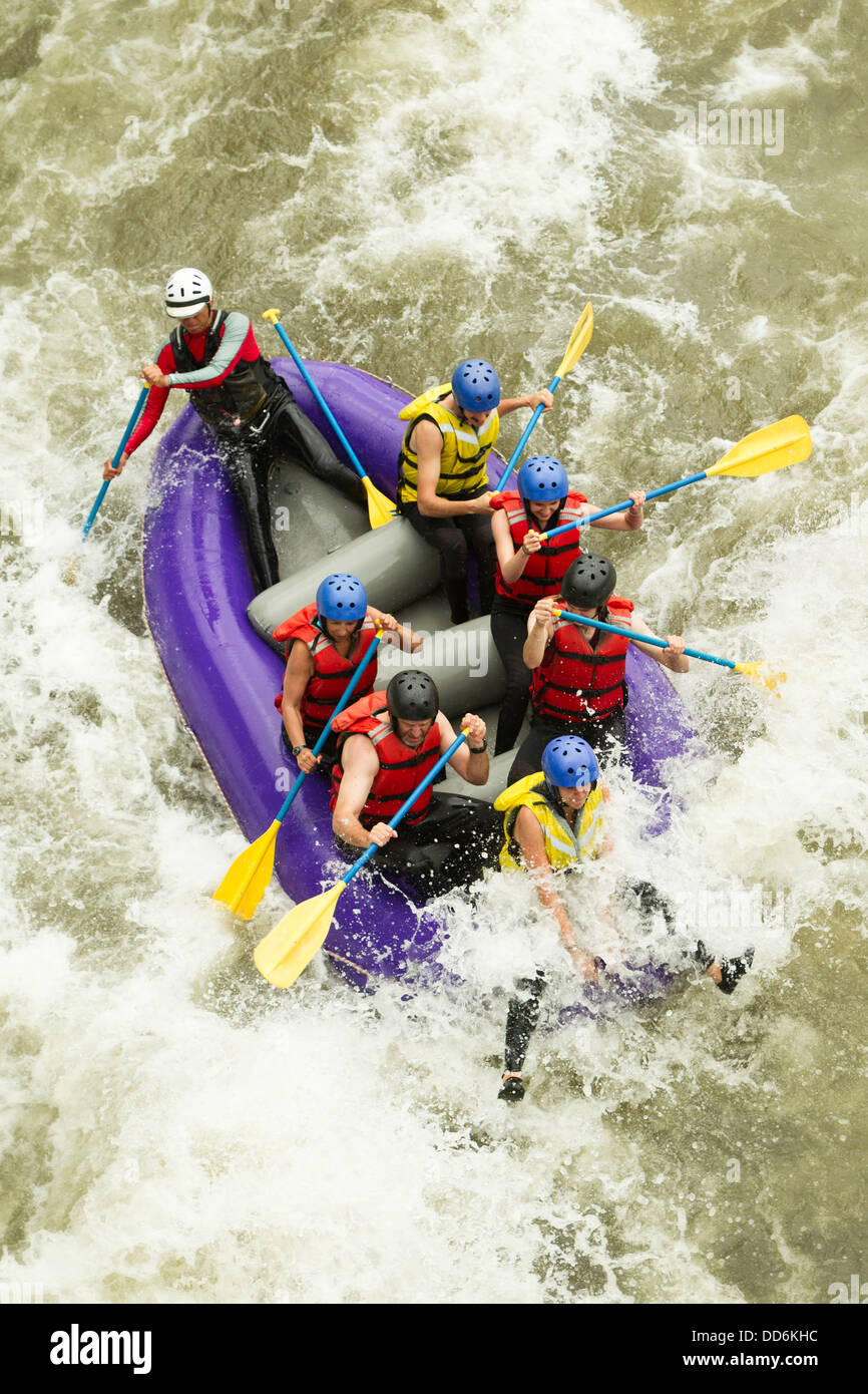 Whitewater Rafting Boat Group Of Seven People Stock Photo - Alamy
