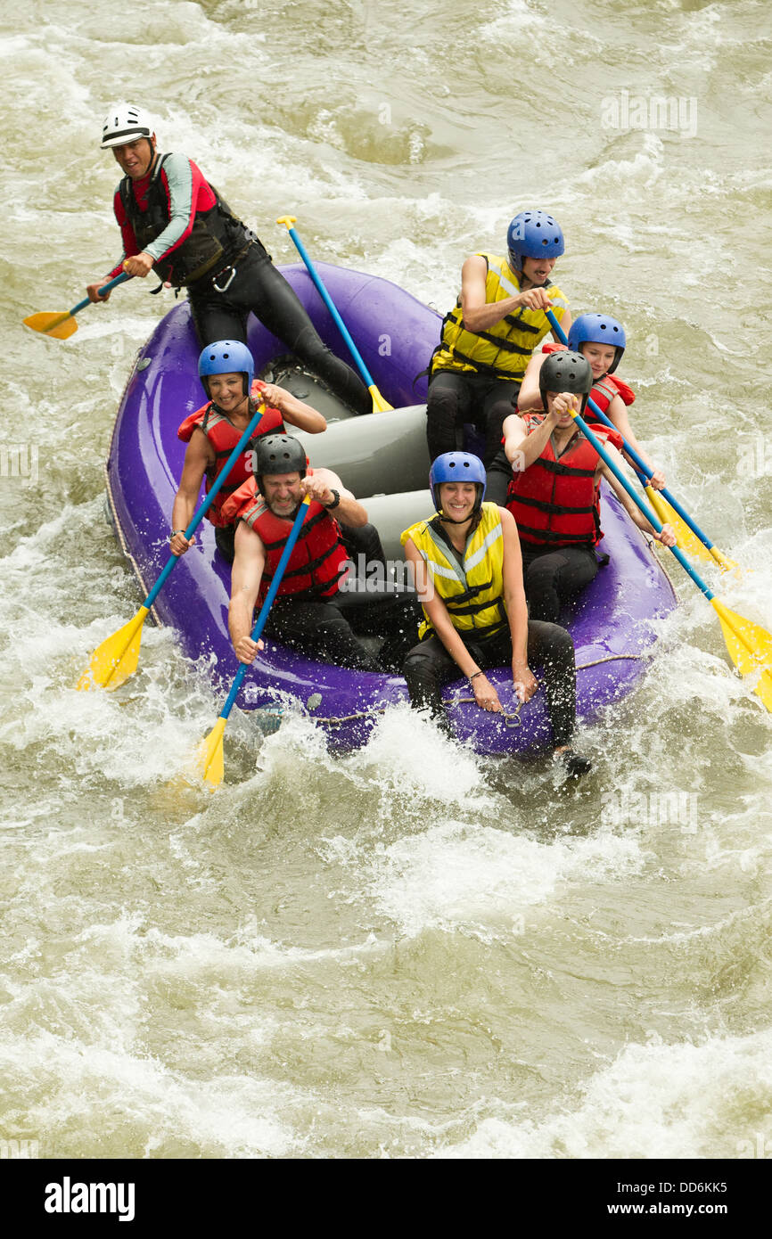 Whitewater Rafting Boat Group Of Seven People Stock Photo - Alamy