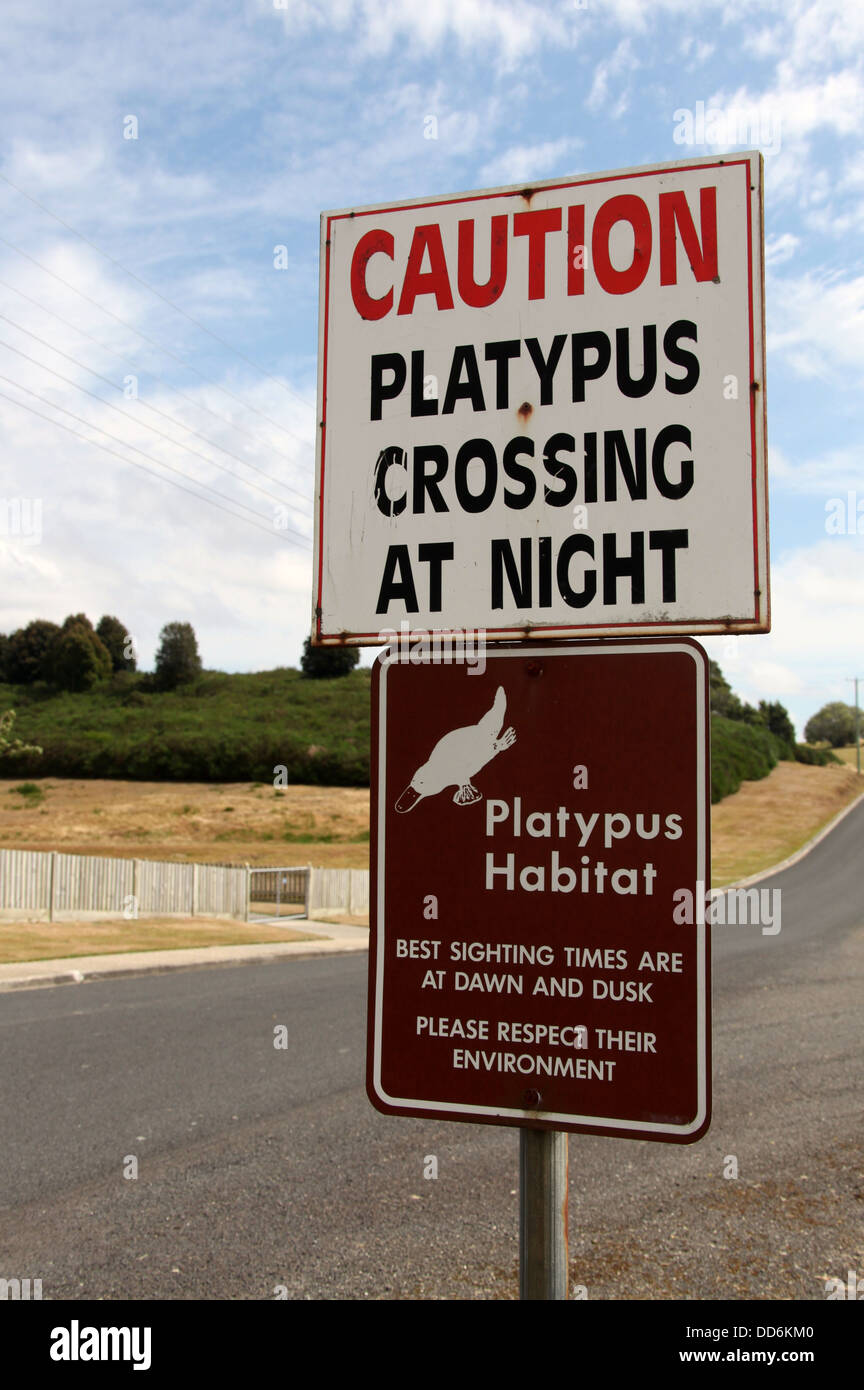 Road sign in the Tasmanian town of Waratah warning drivers to be ...