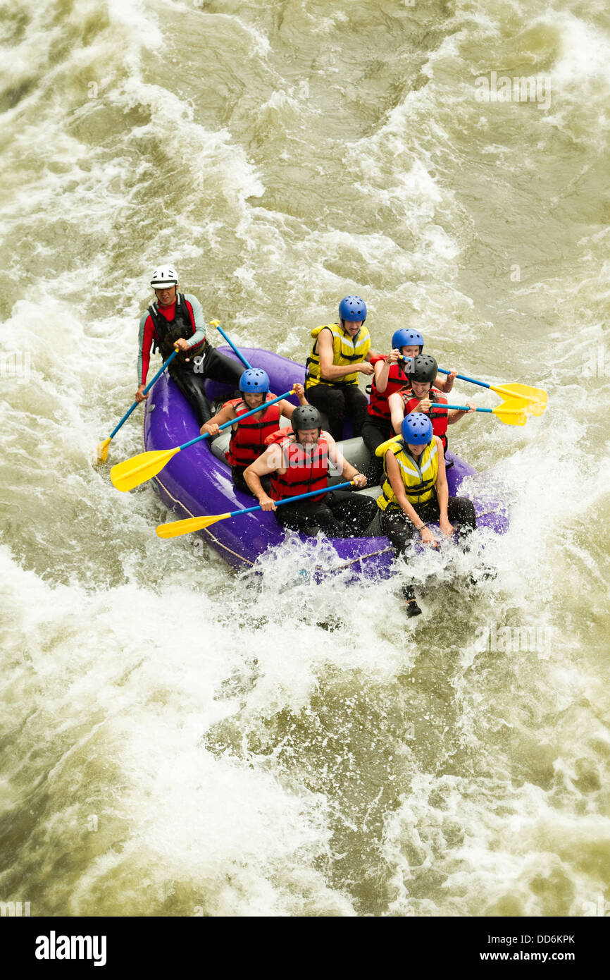 Whitewater Rafting Boat Group Of Seven People Stock Photo - Alamy