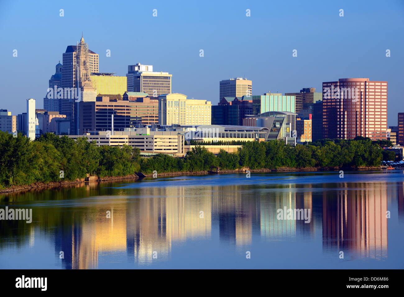 Skyline of Hartford, Connecticut from above the Connecticut River Stock ...