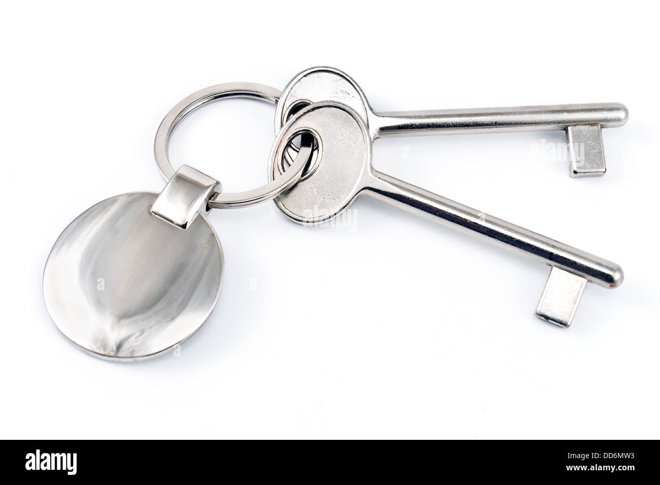 Keys with metal tag isolated on white Stock Photo - Alamy