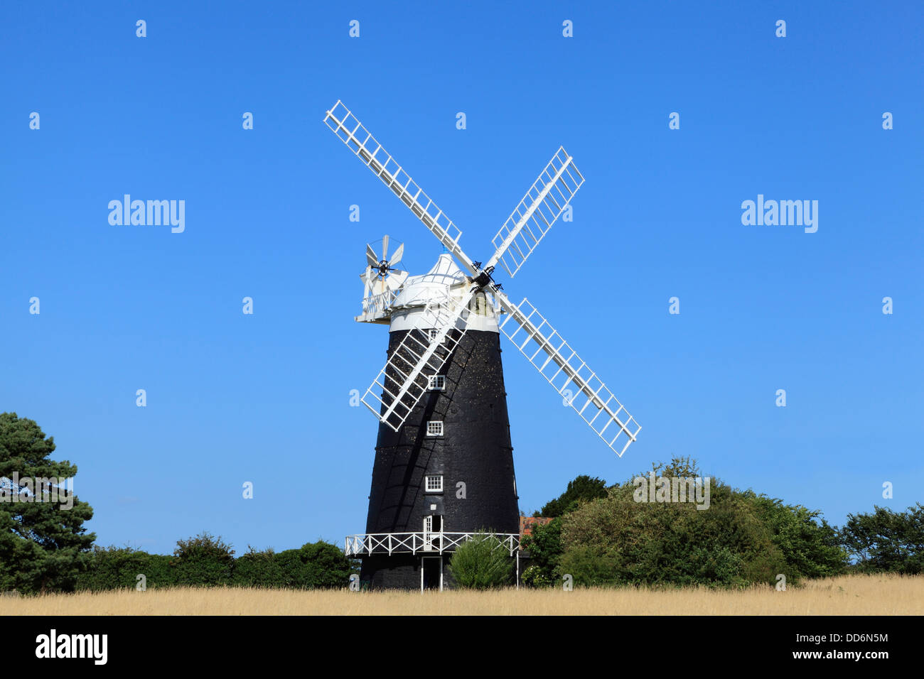 Burnham Overy windmill, tower and cap mill, 1816, Norfolk England UK ...