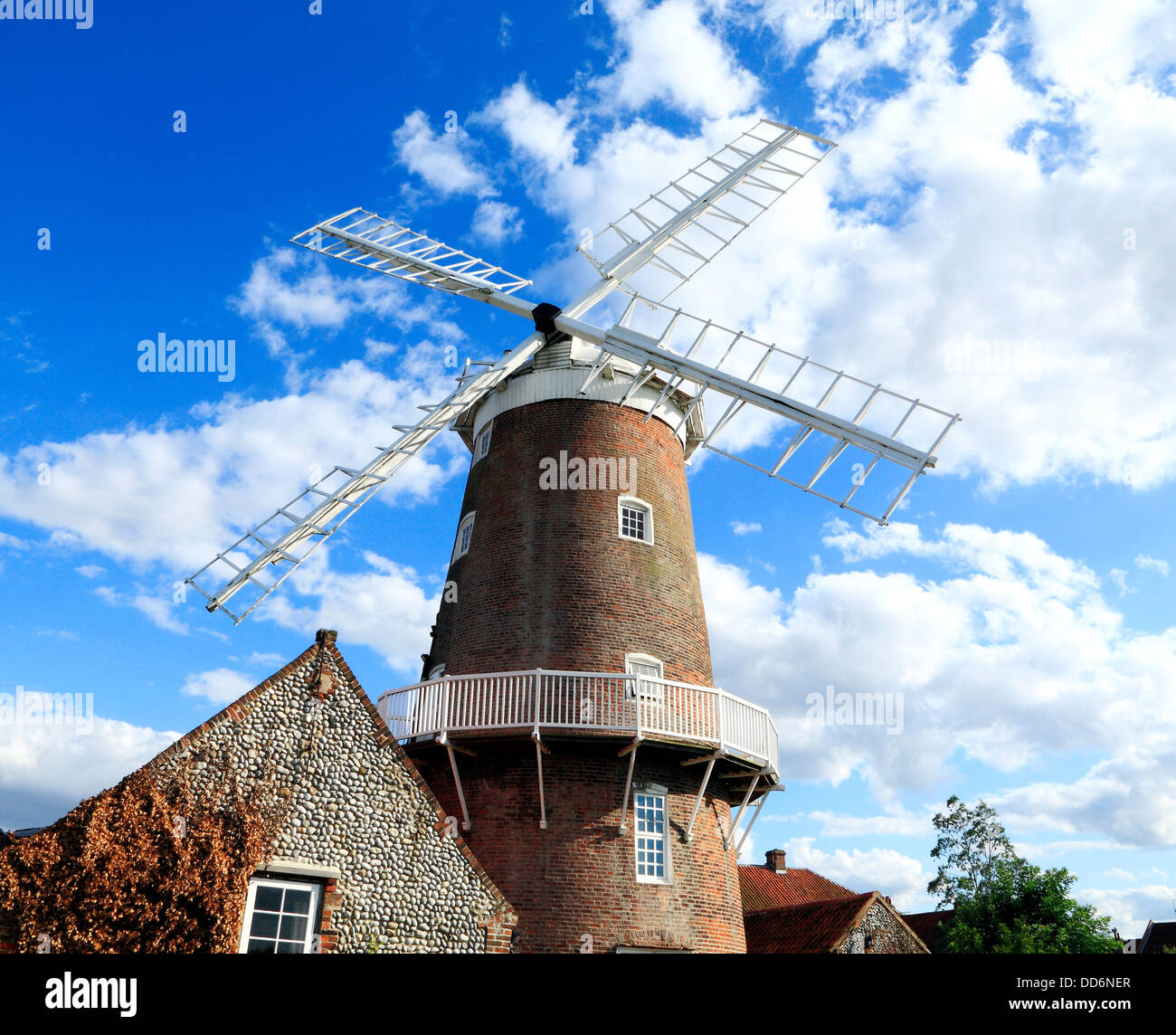 Cley next the Sea, brick tower and cap windmill, Norfolk, England UK ...
