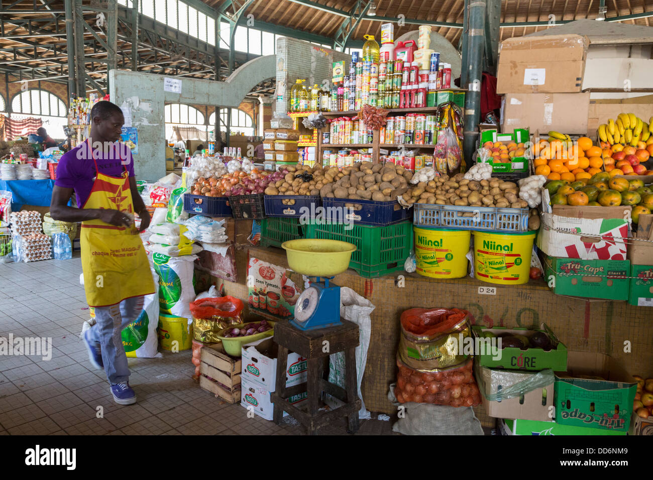 Dakar, Senegal. Interior of Kermel Market, a fruit and vegetable market ...