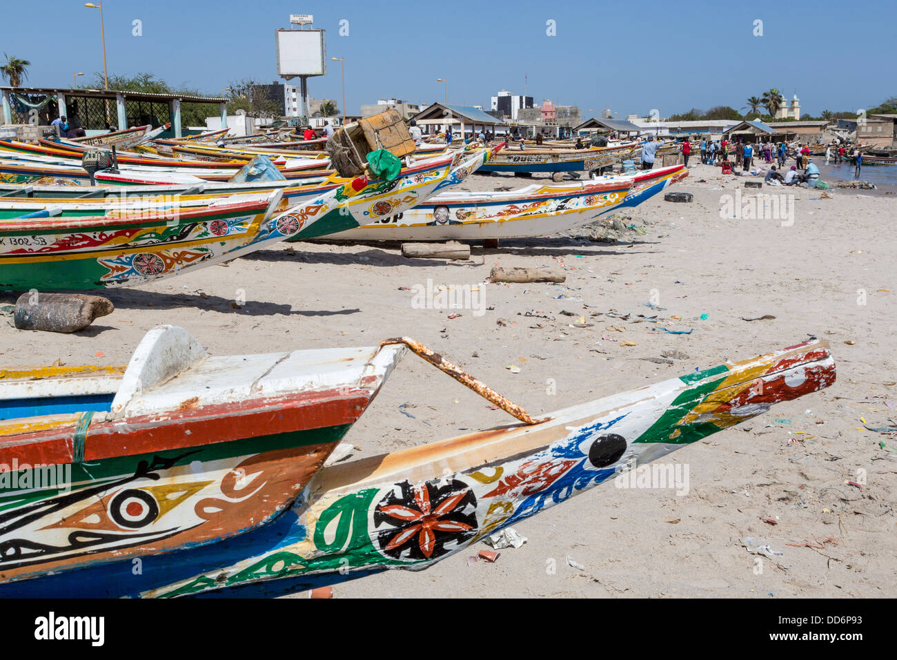 Dakar, Senegal. Fishing Boats on the Beach at Soumbedioune Fishing ...