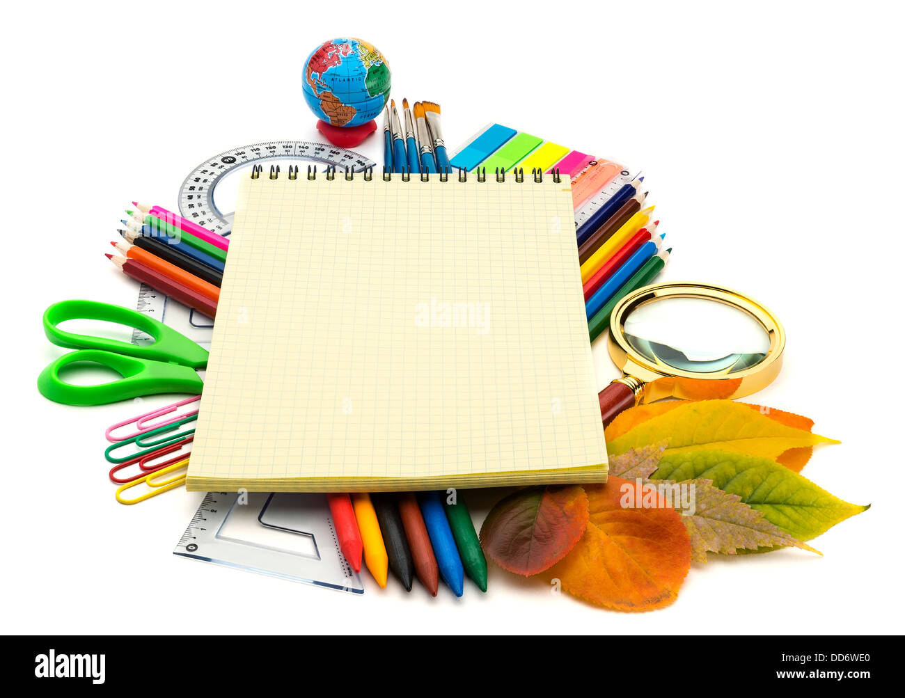 School and office supplies on white background. Back to school Stock ...
