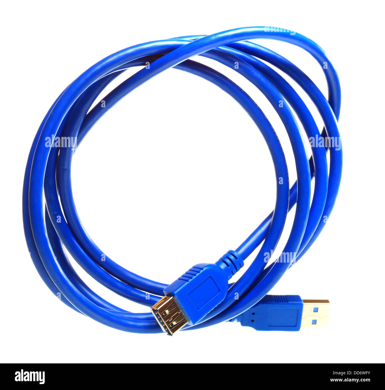 Blue USB cable isolated on white Stock Photo - Alamy