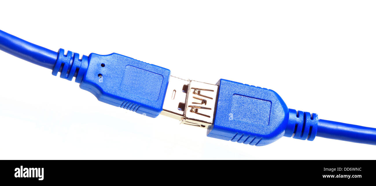 Blue USB cable isolated on white Stock Photo - Alamy