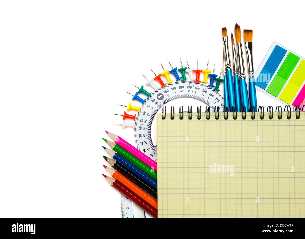 School and office supplies on white background. Back to school Stock ...