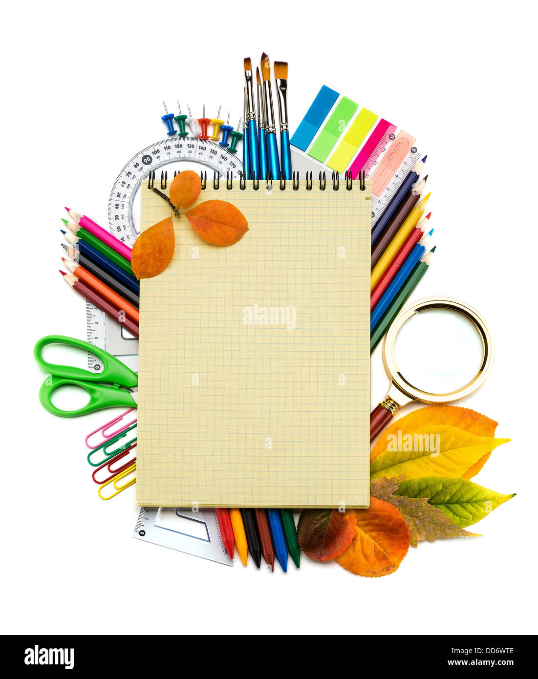 School and office supplies on white background. Back to school Stock ...