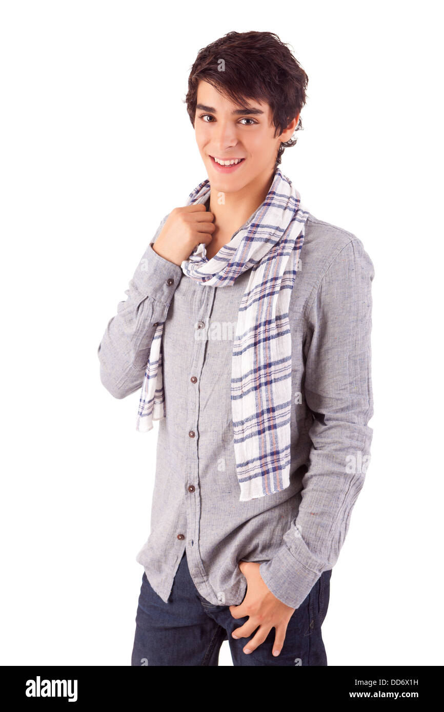 Young casual man posing isolated over white Stock Photo - Alamy