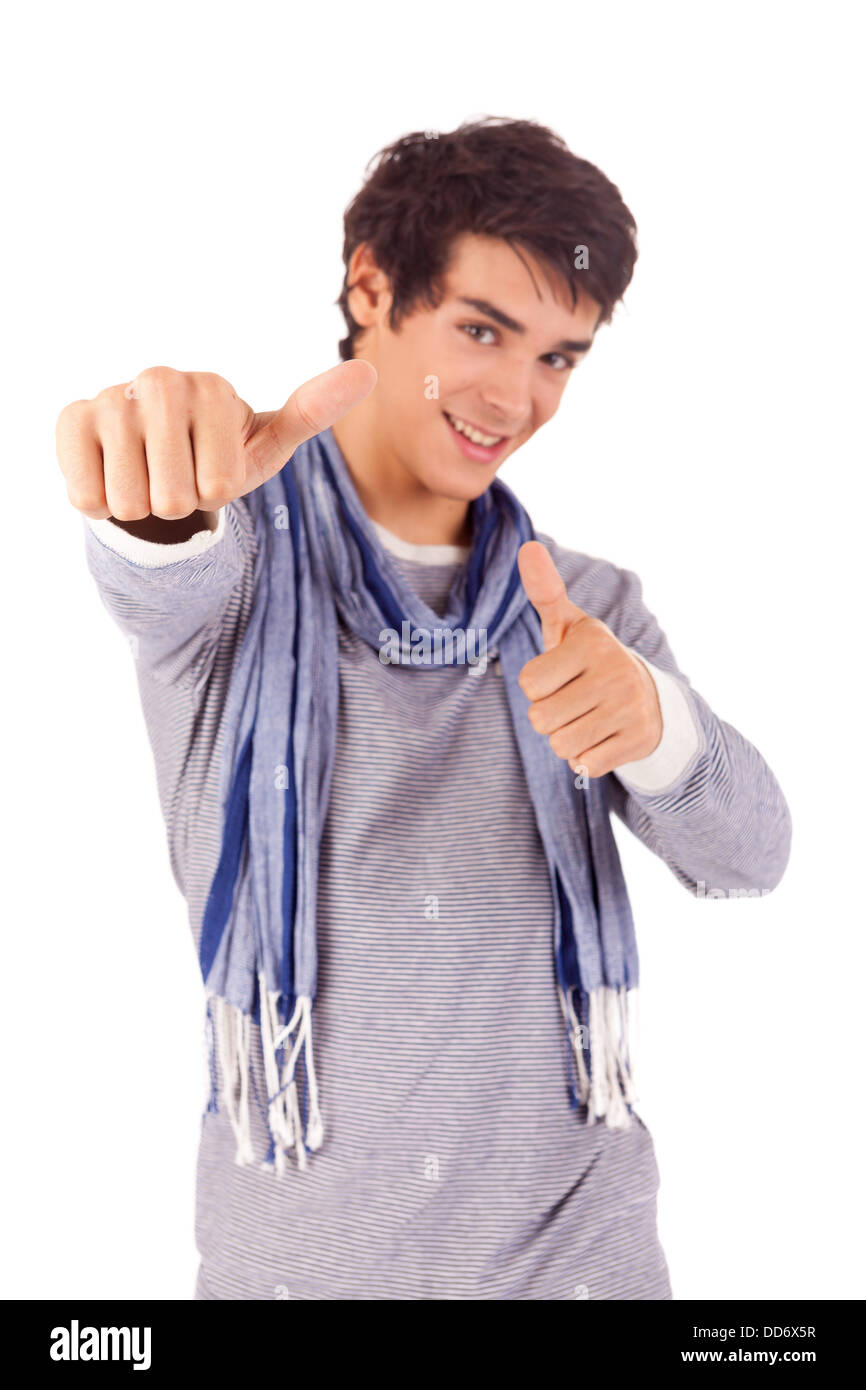 Young student expressing positivity - isolated over white Stock Photo ...