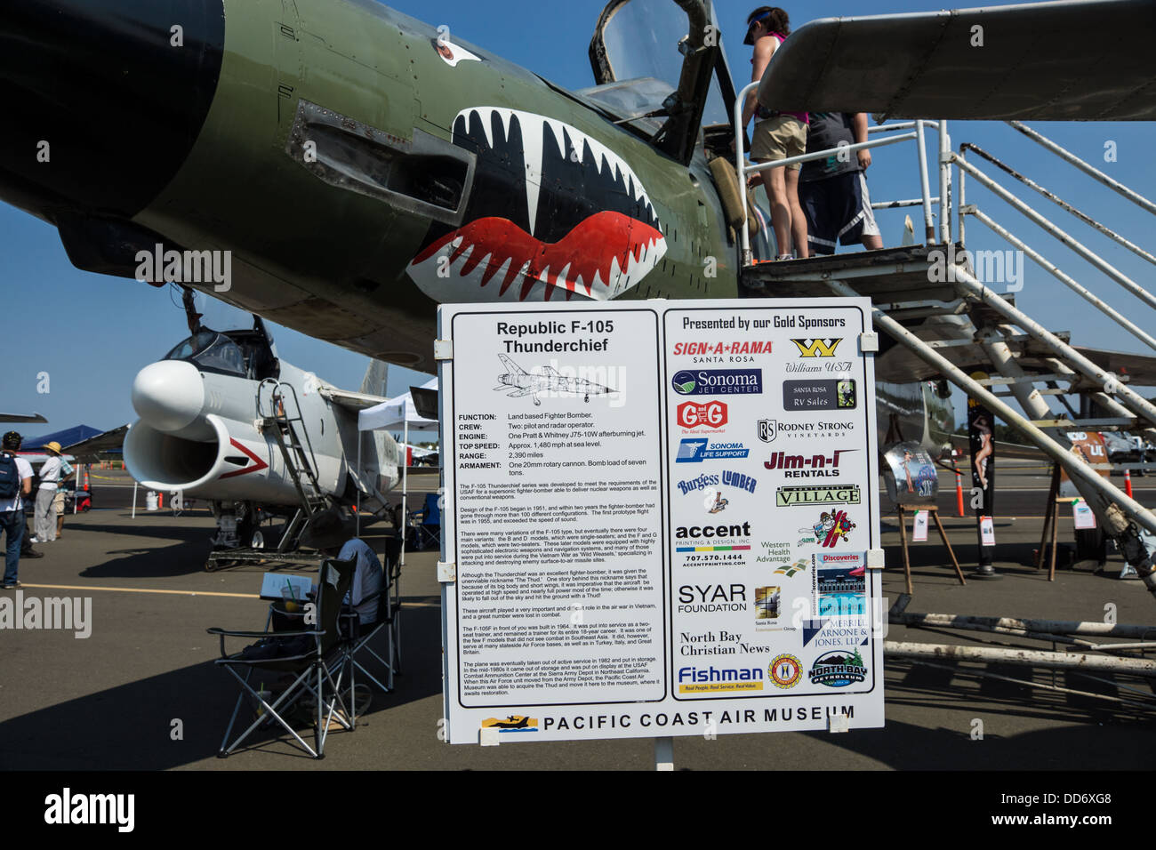 Sign at airshow detailing the history and specifications of an F-105 ...