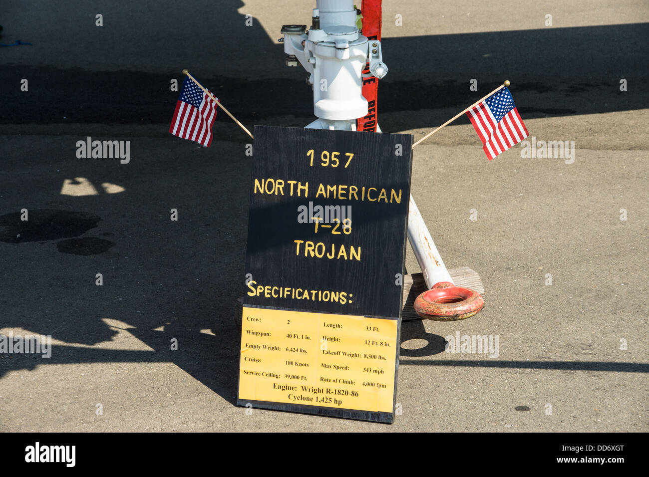 8/18/2013, Santa Rosa, California. Sign at airshow detailing the ...
