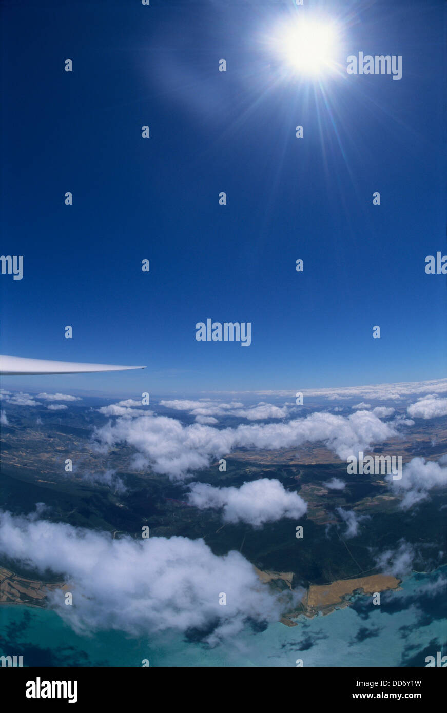 Aerial view of from glider plane of Yesa lake (Embalse de Yesa), Aragon ...